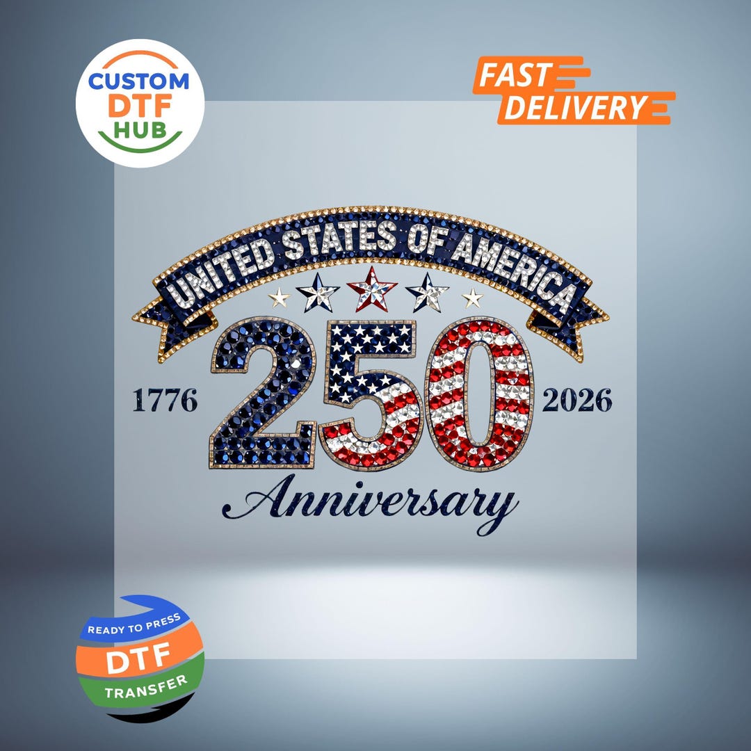 Faux Rhinestone USA 250th Anniversary DTF Transfer: Patriotic Women ...
