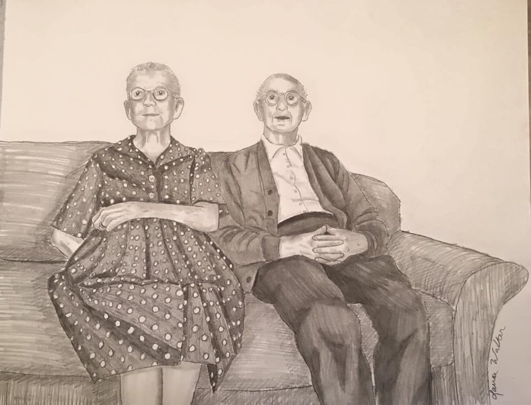 11x14, 2 People Full Body, Couple, Person and a Pet, Pencil Drawing ...