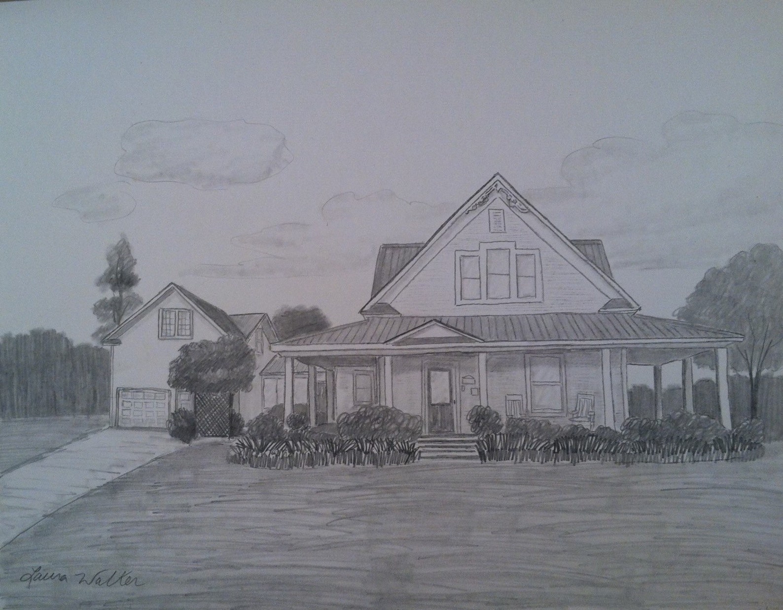 Custom art house drawing from photo detailed 11x14 pencil | Etsy