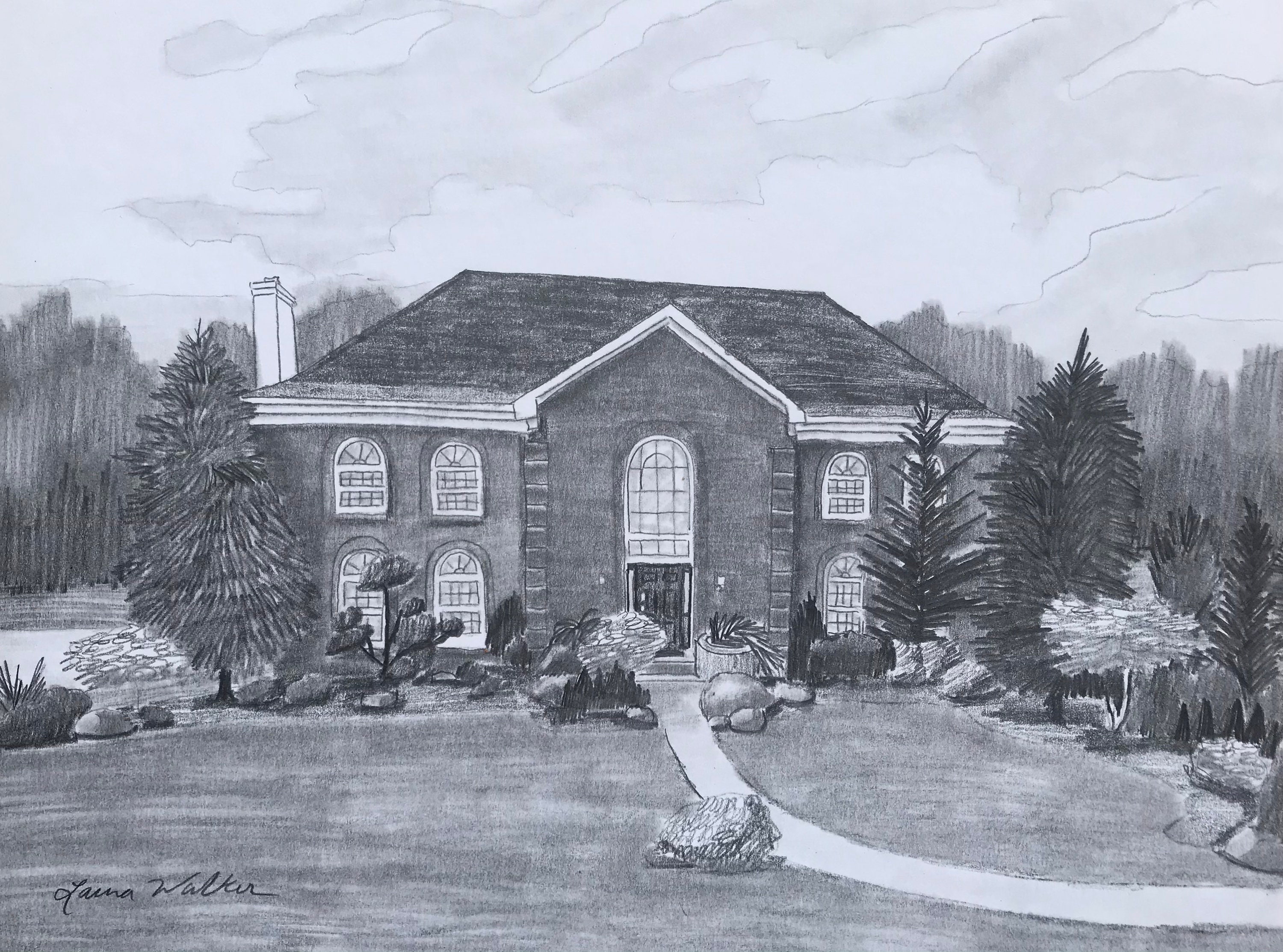 9x12, Drawing of House, Pencil Sketch, Pencil, House Drawing, House ...