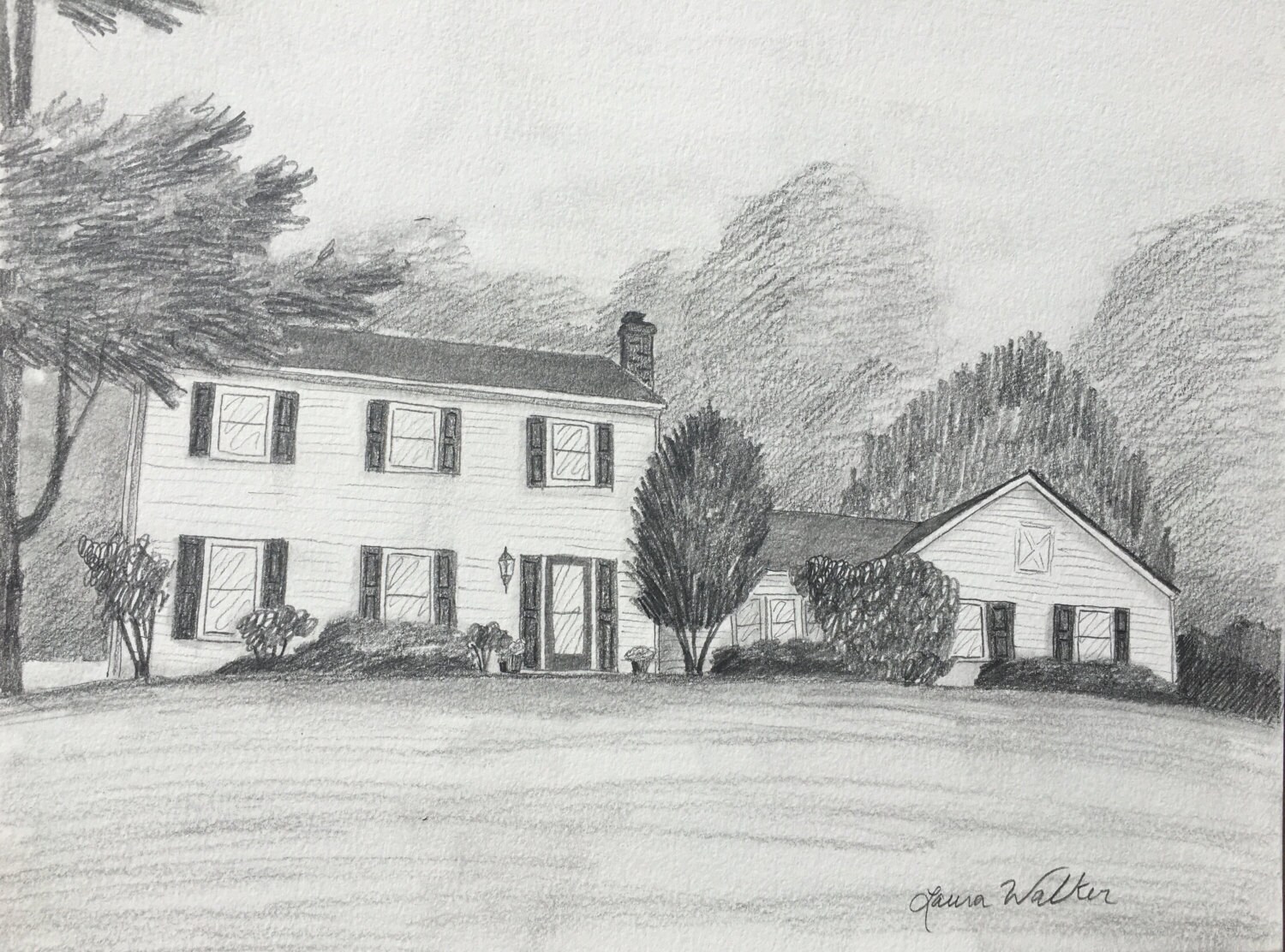 9x12, Drawing of House, Pencil Sketch, Pencil, House Drawing, House ...