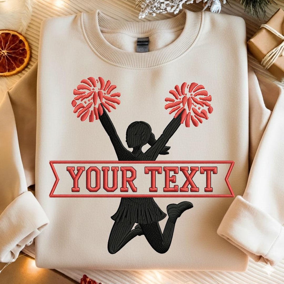 Custom Name Split Cheerleader Embroidery Designs, Pom Pom Megaphone ...
