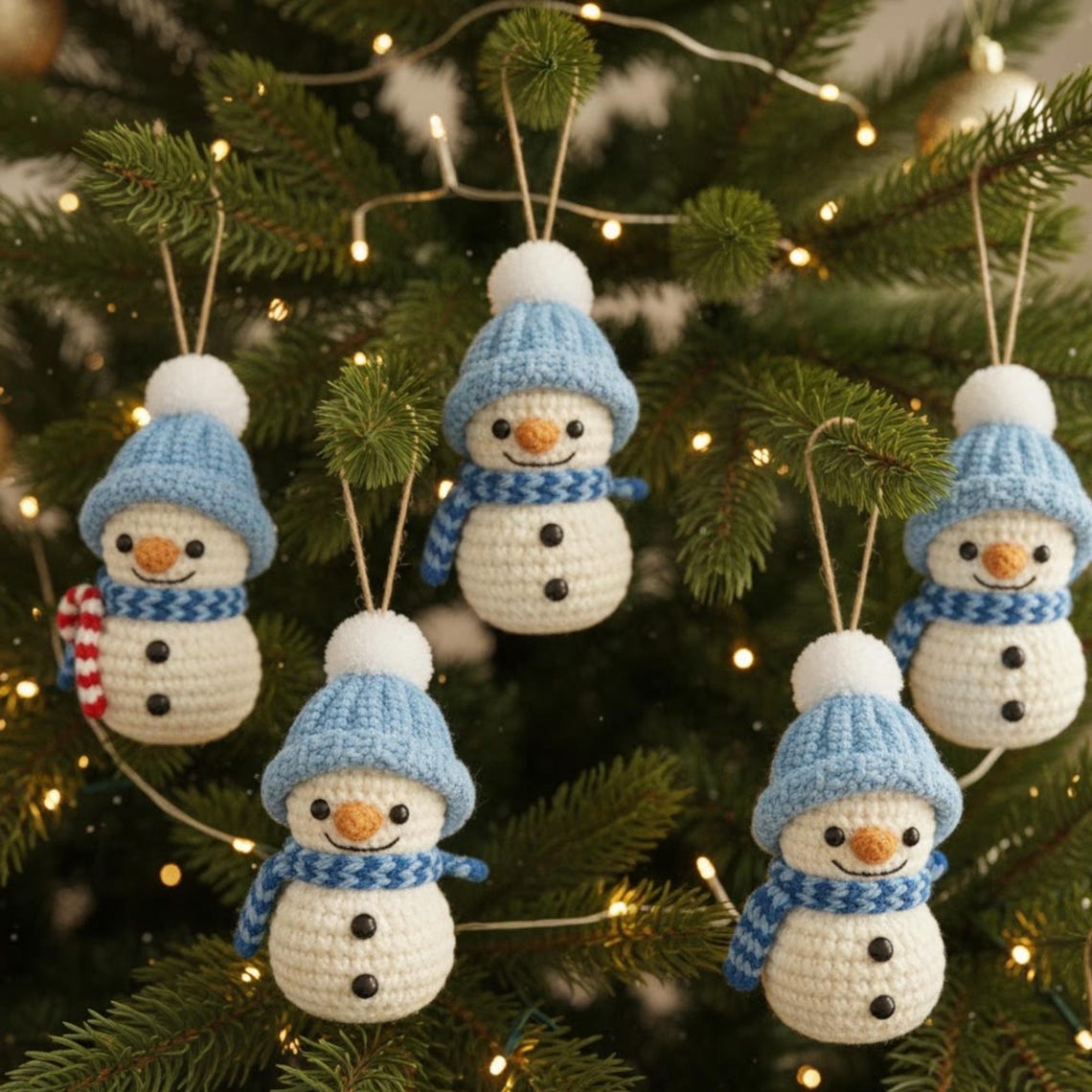 Mini Crochet Snowman Pattern, Cute Amigurumi Snowman With Blue Hat ...