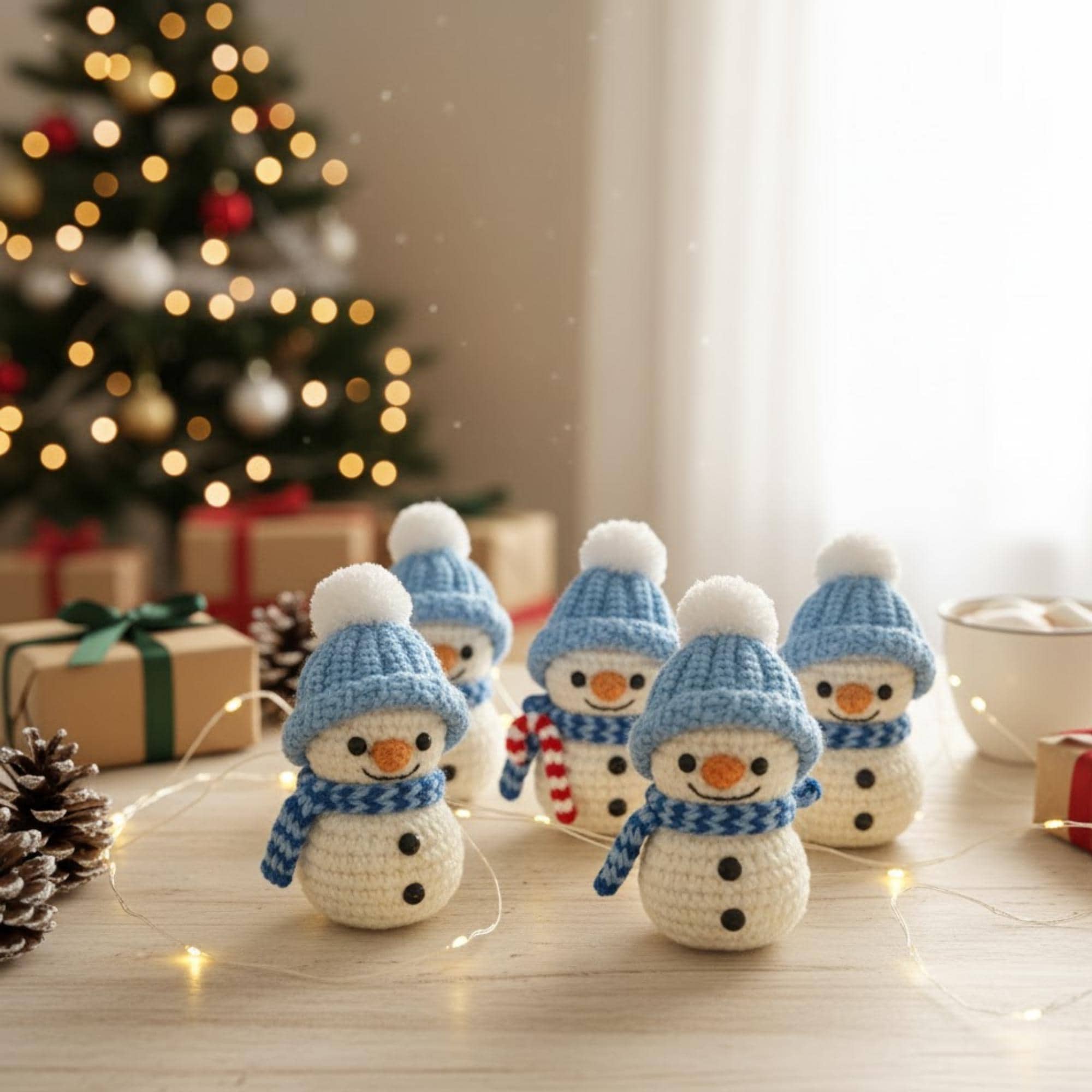 Mini Crochet Snowman Pattern, Cute Amigurumi Snowman With Blue Hat ...
