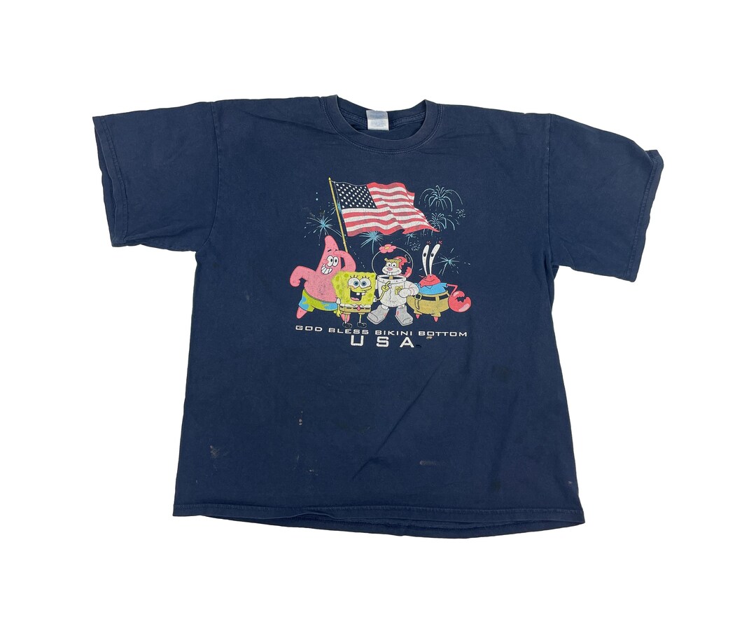 Vintage Spongebob Squarepants God Bless Bikini Bottom T-shirt - Etsy