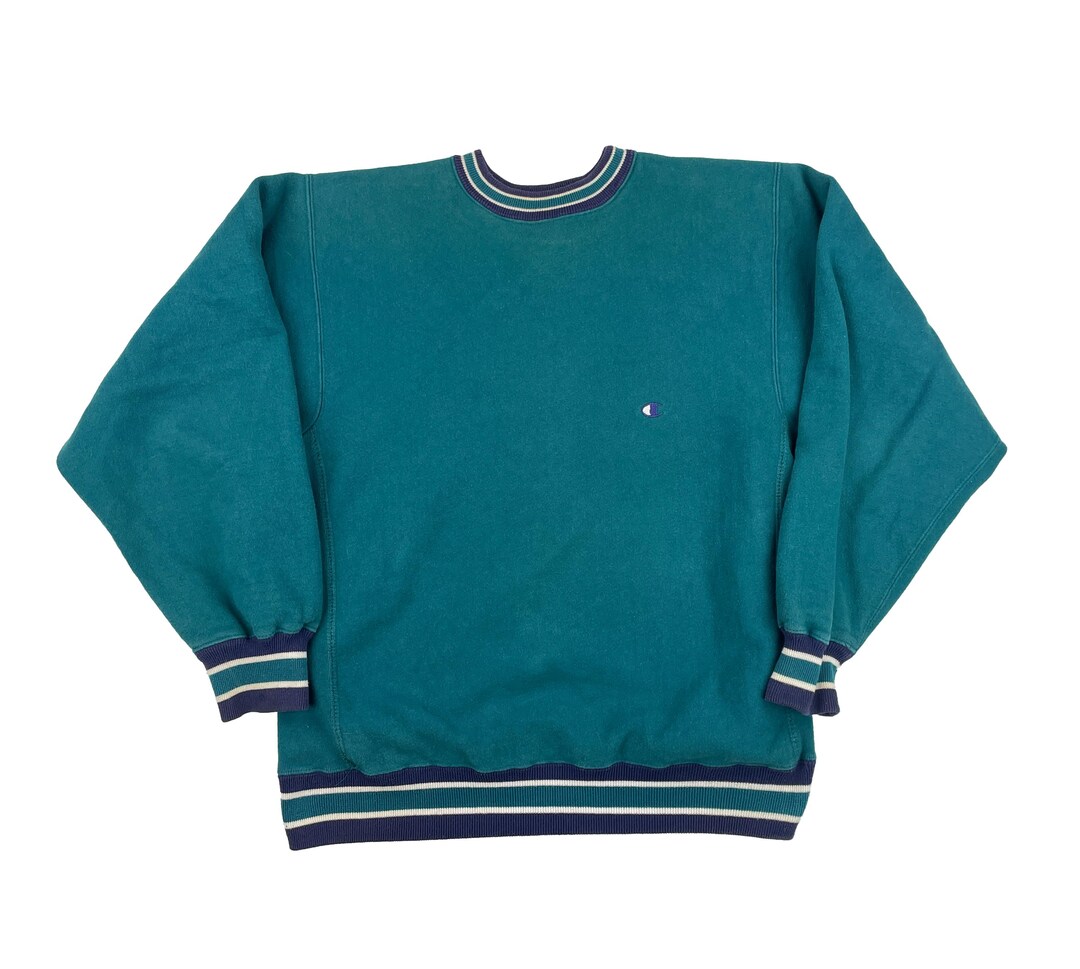 Vintage Turquoise Champion Ringer Reverse Weave Crew Neck Sweatshirt - Etsy