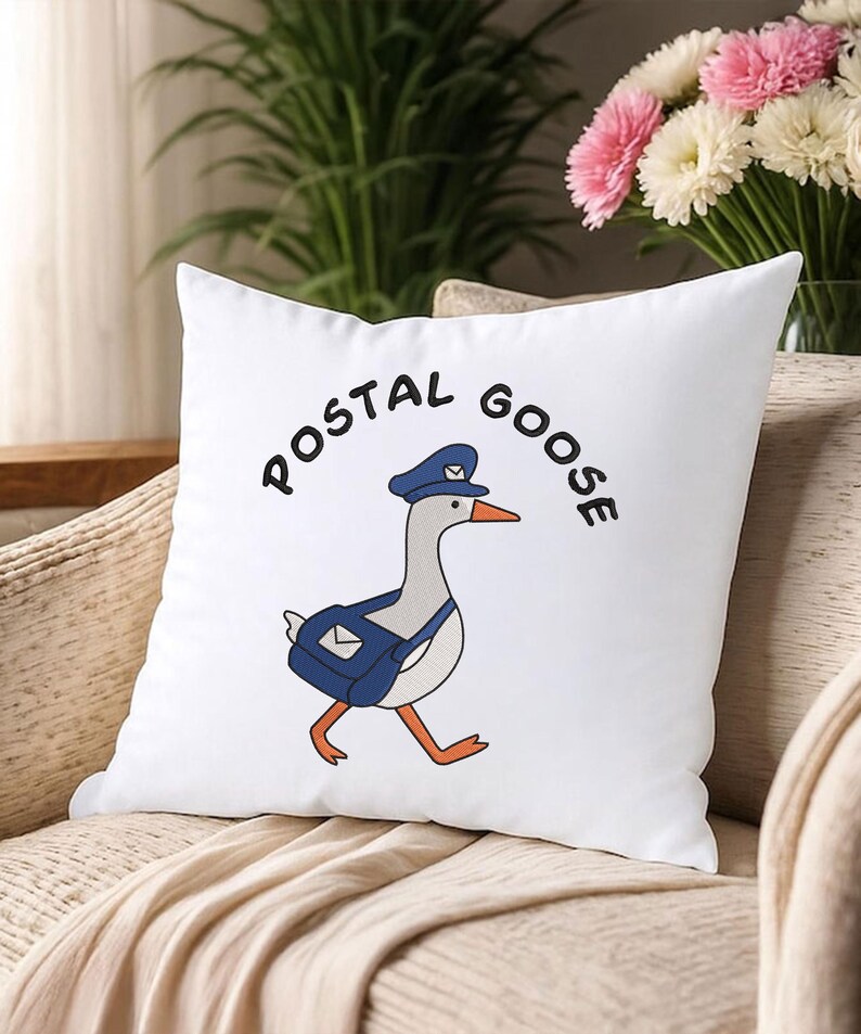 Post Office Worker Silly Goose Embroidery File, Mailman Digital ...