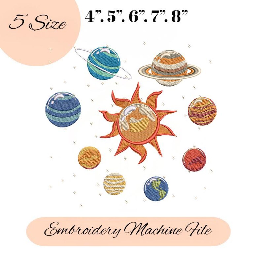 Solar System Machine Embroidery Design, Space Digital, Instant Download ...