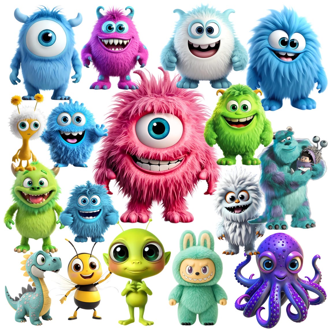Monsters Inc Clipart Bundle, Mike Sully Birthday (PNG SVG Digital ...