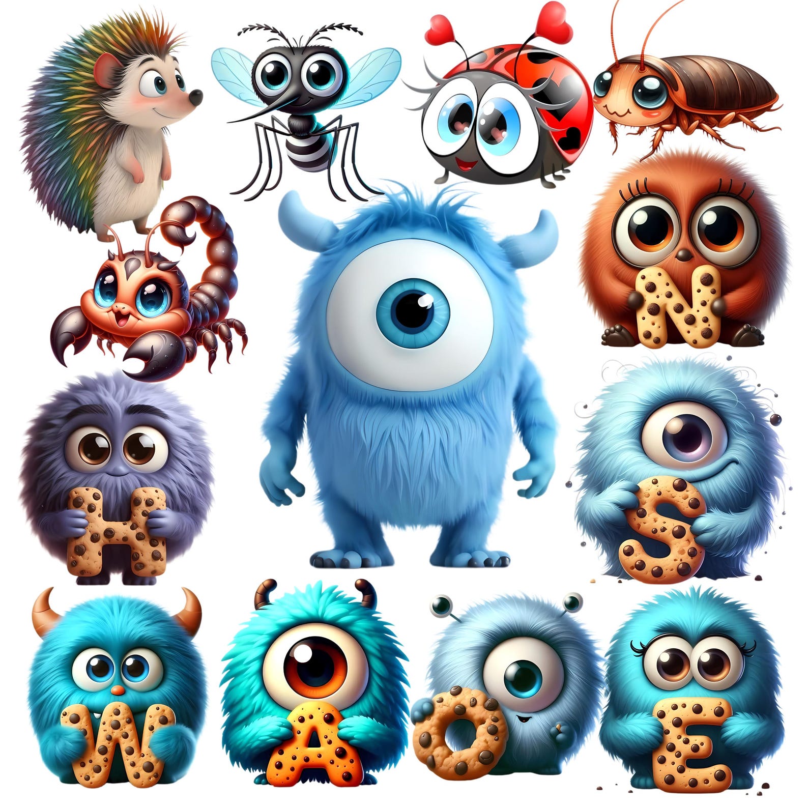 Monsters Inc Clipart Bundle, Mike Sully Birthday (PNG SVG Digital ...