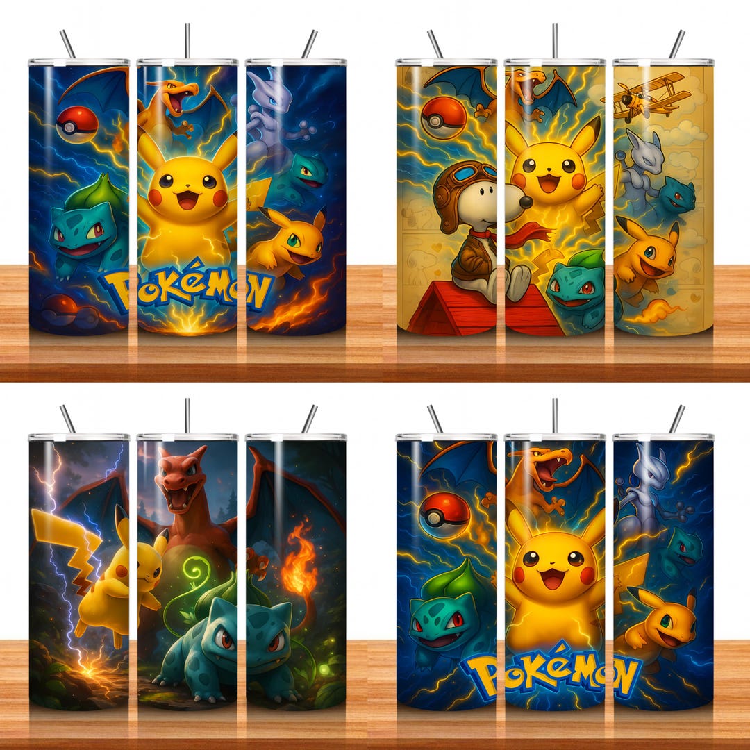 Electric Pikachu Pokémon Digital Tumbler File PNG Sublimation-ready 20 ...
