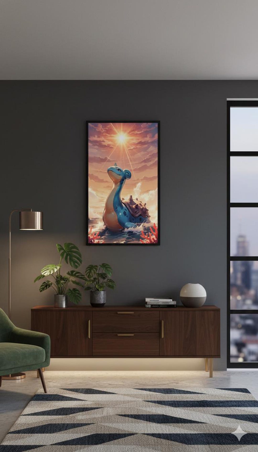 Lapras Pokémon Digital Art Print | Sunset Ocean Gaming Room Decor ...