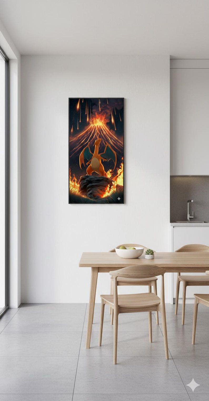 Charizard Volcano Art Print: Fire Dragon 4K Poster (digital Download ...