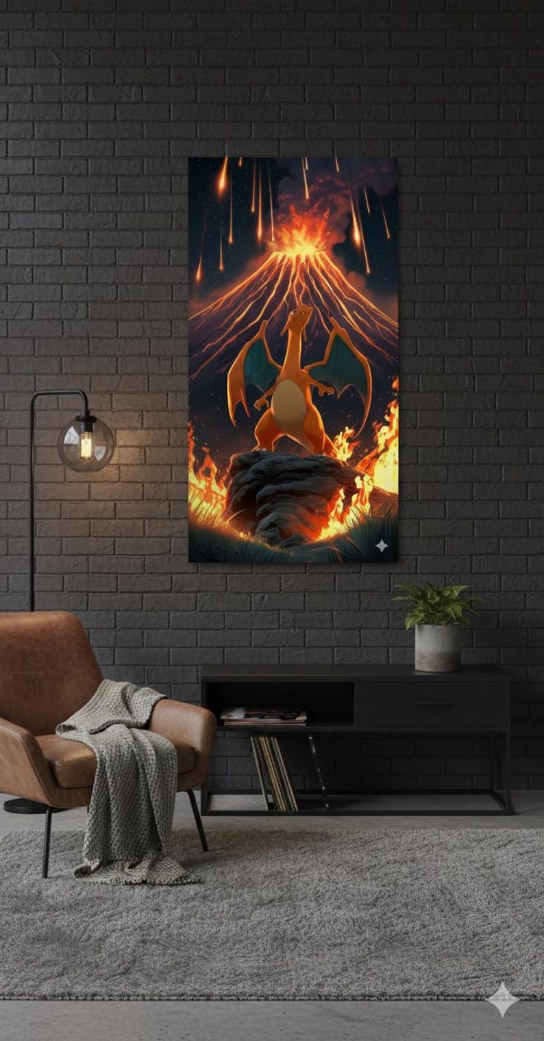 Charizard Volcano Art Print: Fire Dragon 4K Poster (digital Download ...