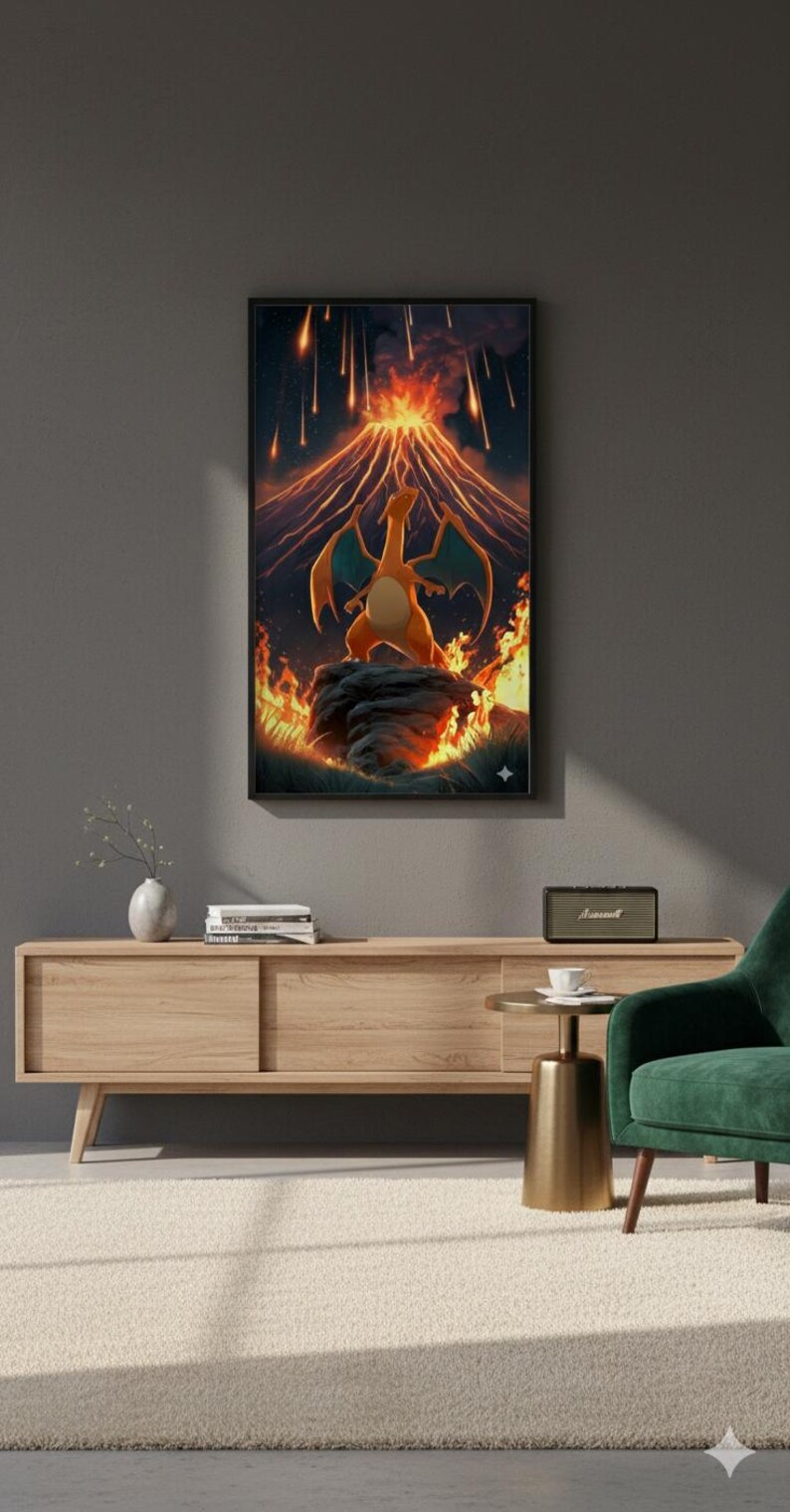 Charizard Volcano Art Print: Fire Dragon 4K Poster (digital Download ...