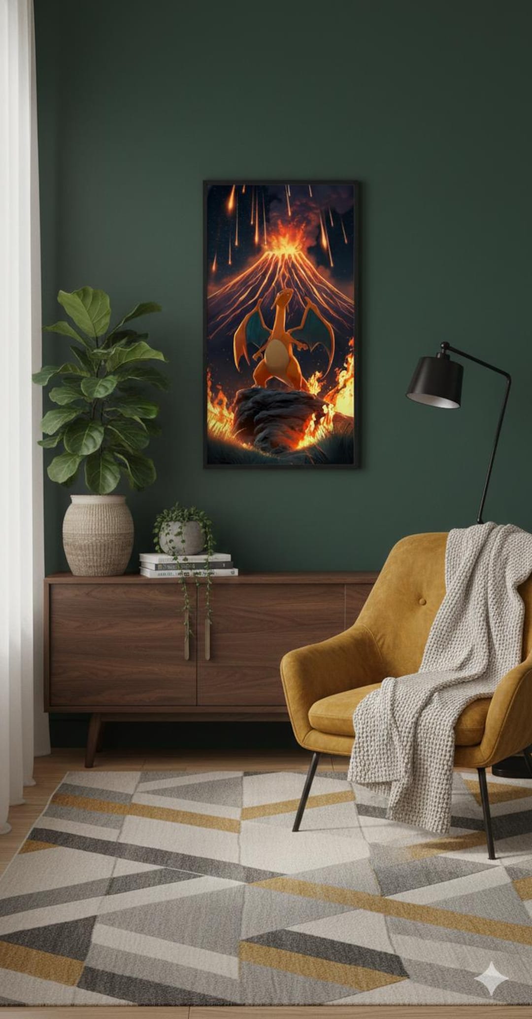 Charizard Volcano Art Print: Fire Dragon 4K Poster (digital Download ...