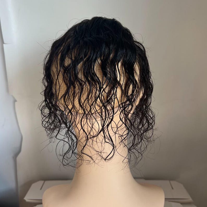 Natural Black Curly Human Hair Topper - Short Wiglet With Clips - Etsy