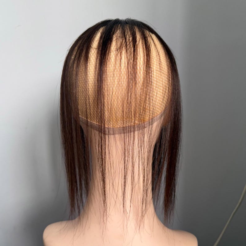 Dark Brown Human Hair Topper - Natural Clip-in Toupee, Silk Base - Etsy