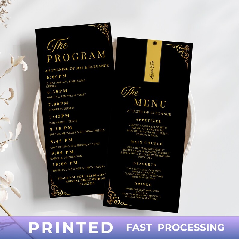 Modern Wedding Menu Place Card With Guest Name, Custom Menu Place Card ...