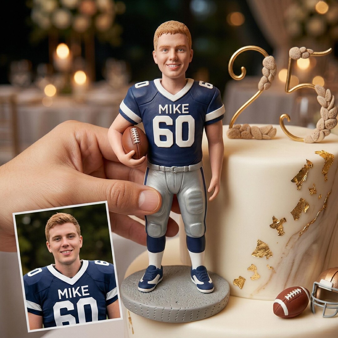 Custom Football Player Cake Toppers Personalized Jersey Sports Clay ...