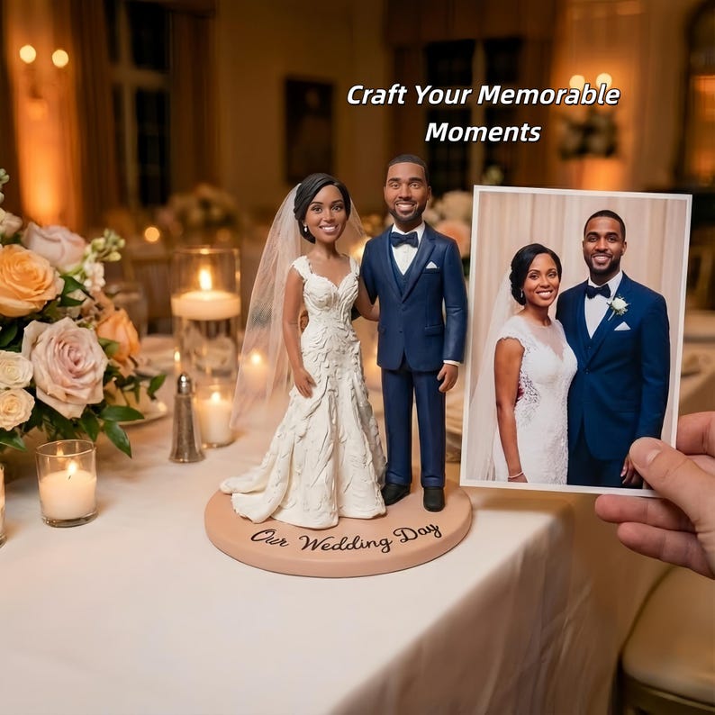 Custom Wedding Cake Topper Figurines From Photo Personalized Bride and ...