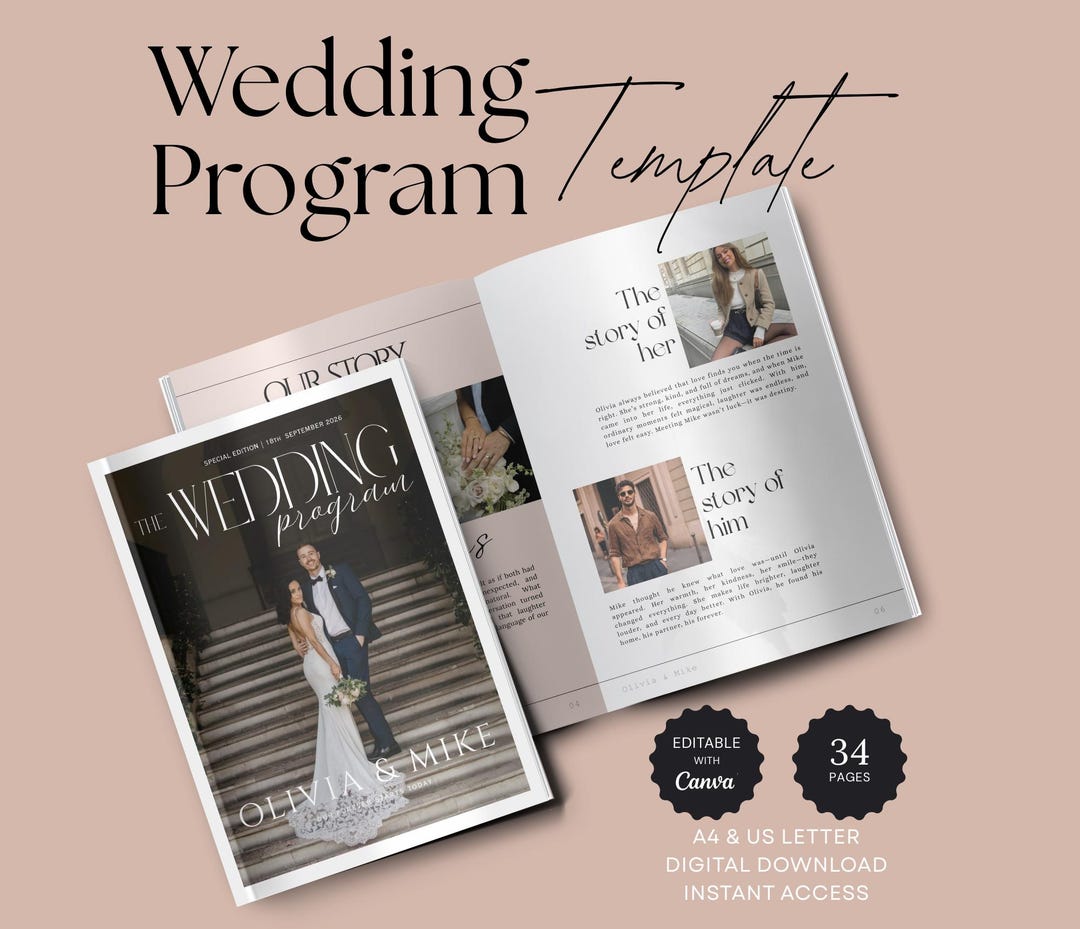 Wedding Magazine Template Wedding Program Template Wedding Booklet ...