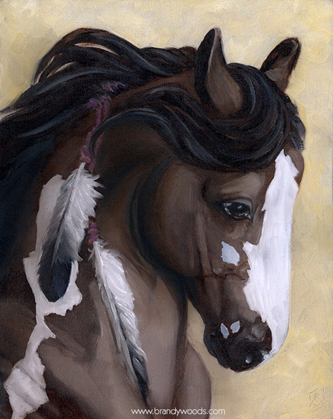 Rose Bay Overo Blaze War Horse Stallion Profile Oil Painting 8 X 10 Art ...