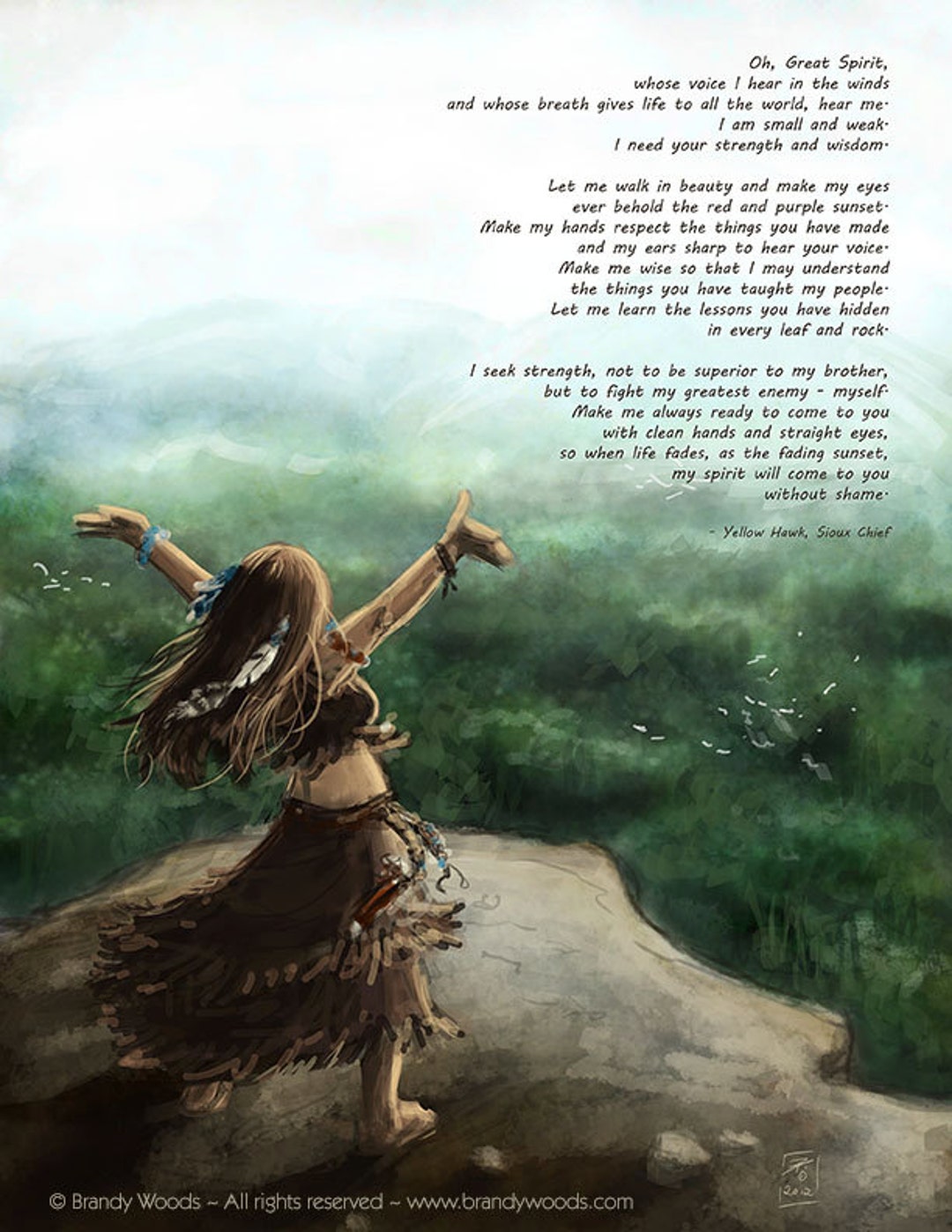 Native American Shaman Great Spirit Blessing Prayer Fantasy Art Print ...