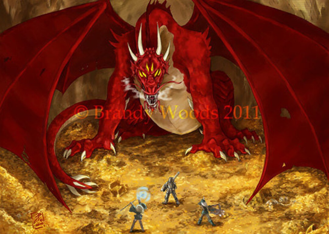 Fantasy Red DRAGON Lair RPG ACEO Sfa Art Print - Brandy Woods - Etsy