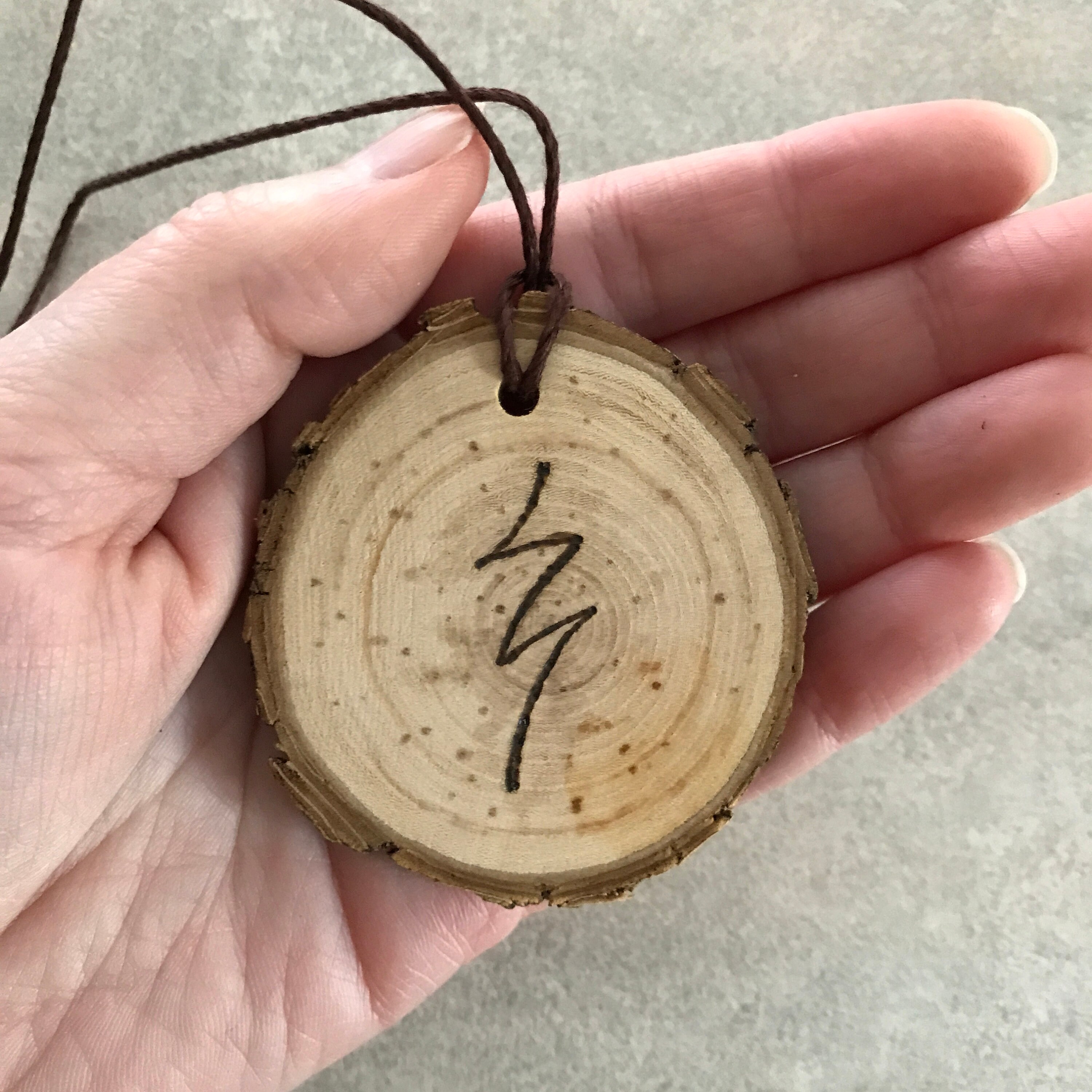 Natural Wood Slice REIKI Healing Symbol Pendant Necklace - Etsy