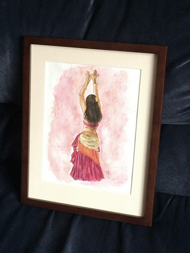 Exotic Fire Sexy Belly Dance Gypsy Fantasy Original Watercolor Art ...
