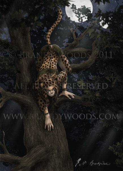 Werecheetah Cheetah Furry Anthro Girl Dark Fantasy Art Print - Brandy ...