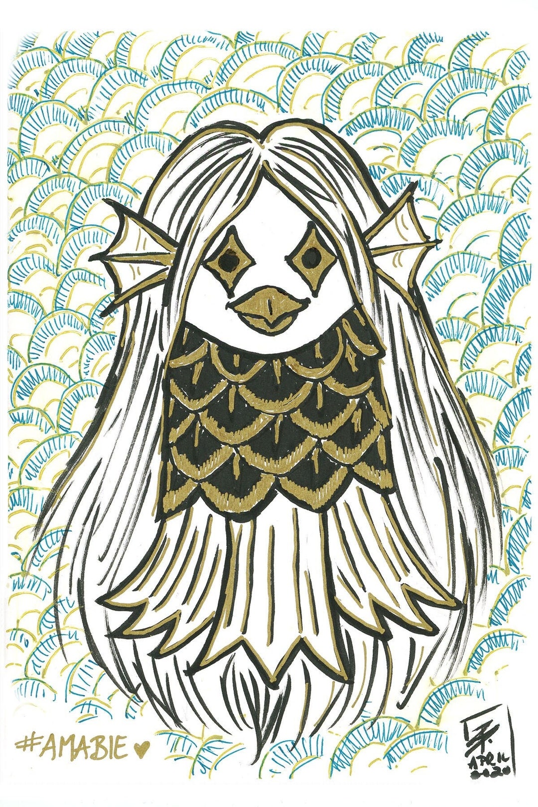 Amabie Yokai Artwork Print By Brandy Woods Etsy