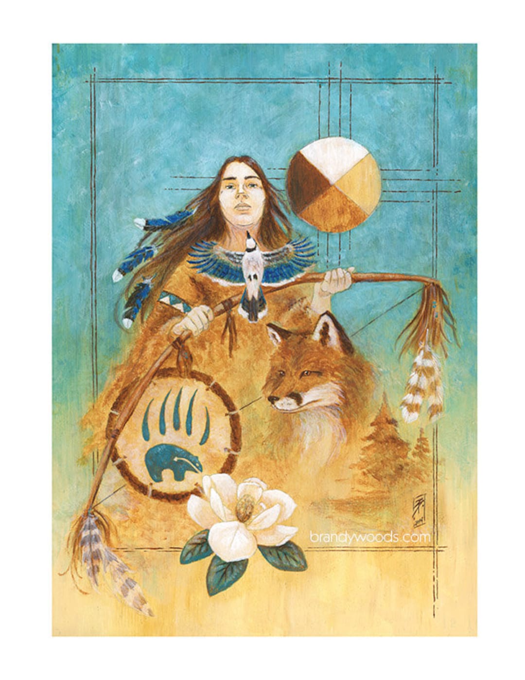 Shamanism Native American Indian Shaman Totem Art Portrait - by Brandy ...