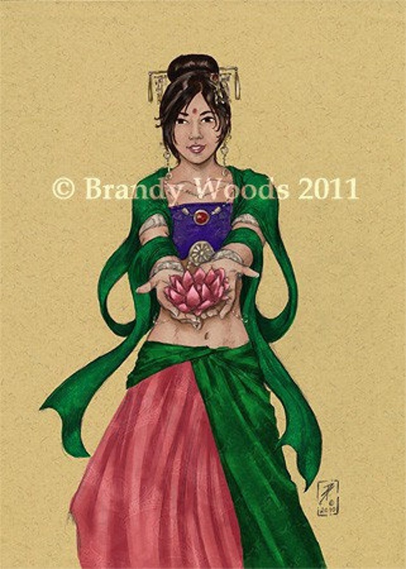 Kwan-yin Chinese Goddess With Lotus Zen Bodhisattva Buddha Art Print ...