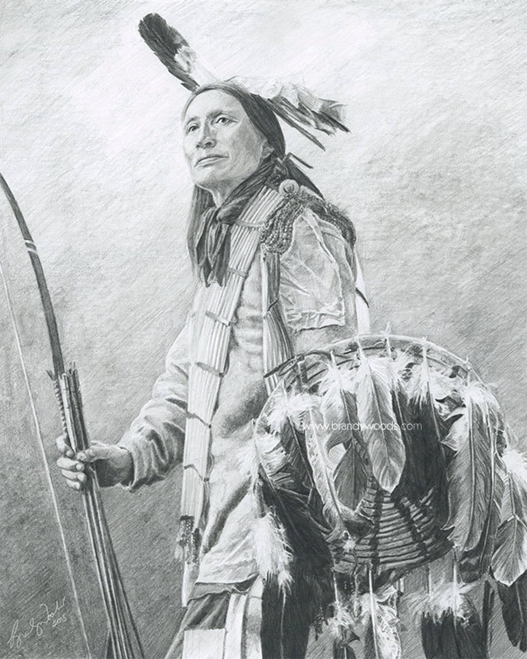 Lakota Sioux Portrait Print: Native American Pencil Art by Brandy Woods ...