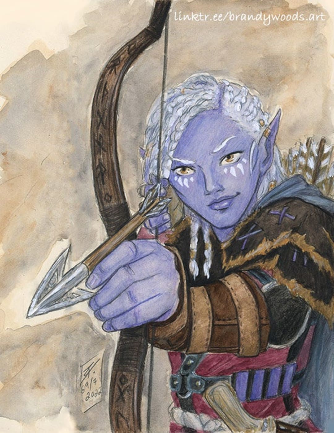 D&D Dark Elf Drow Ranger With Bow Fantasy Art Print Brandy Woods - Etsy