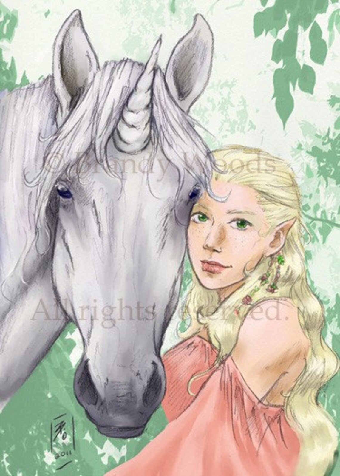 Fantasy Unicorn Fairy Faerie Lotr Elf ACEO ATC Sfa Art Print - Etsy