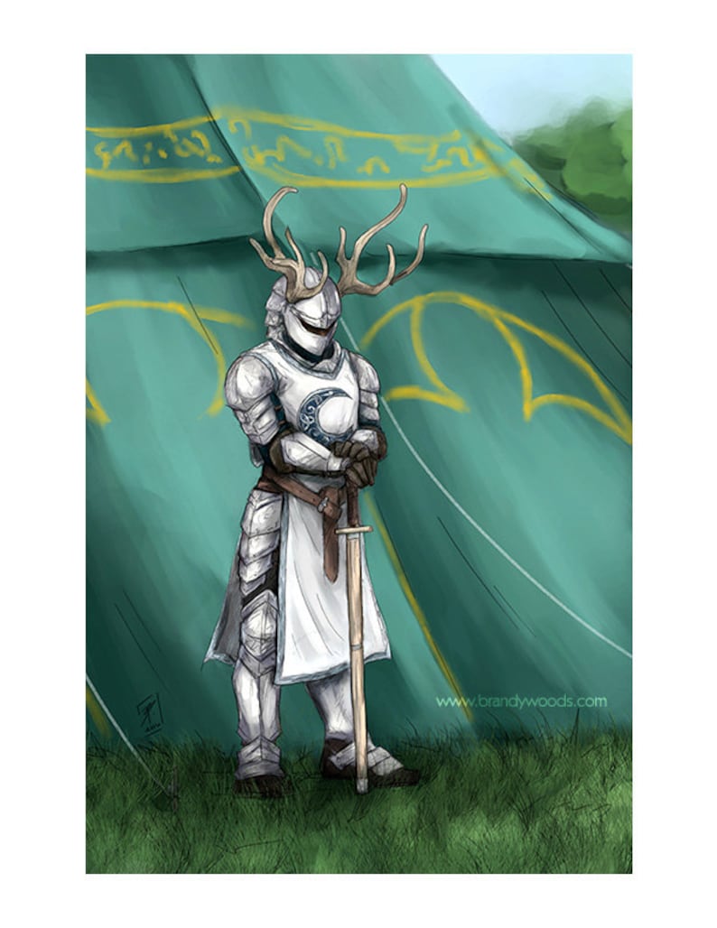Faerie Reindeer Knight - Medieval Tourney Fantasy Warrior RPG Art Print ...