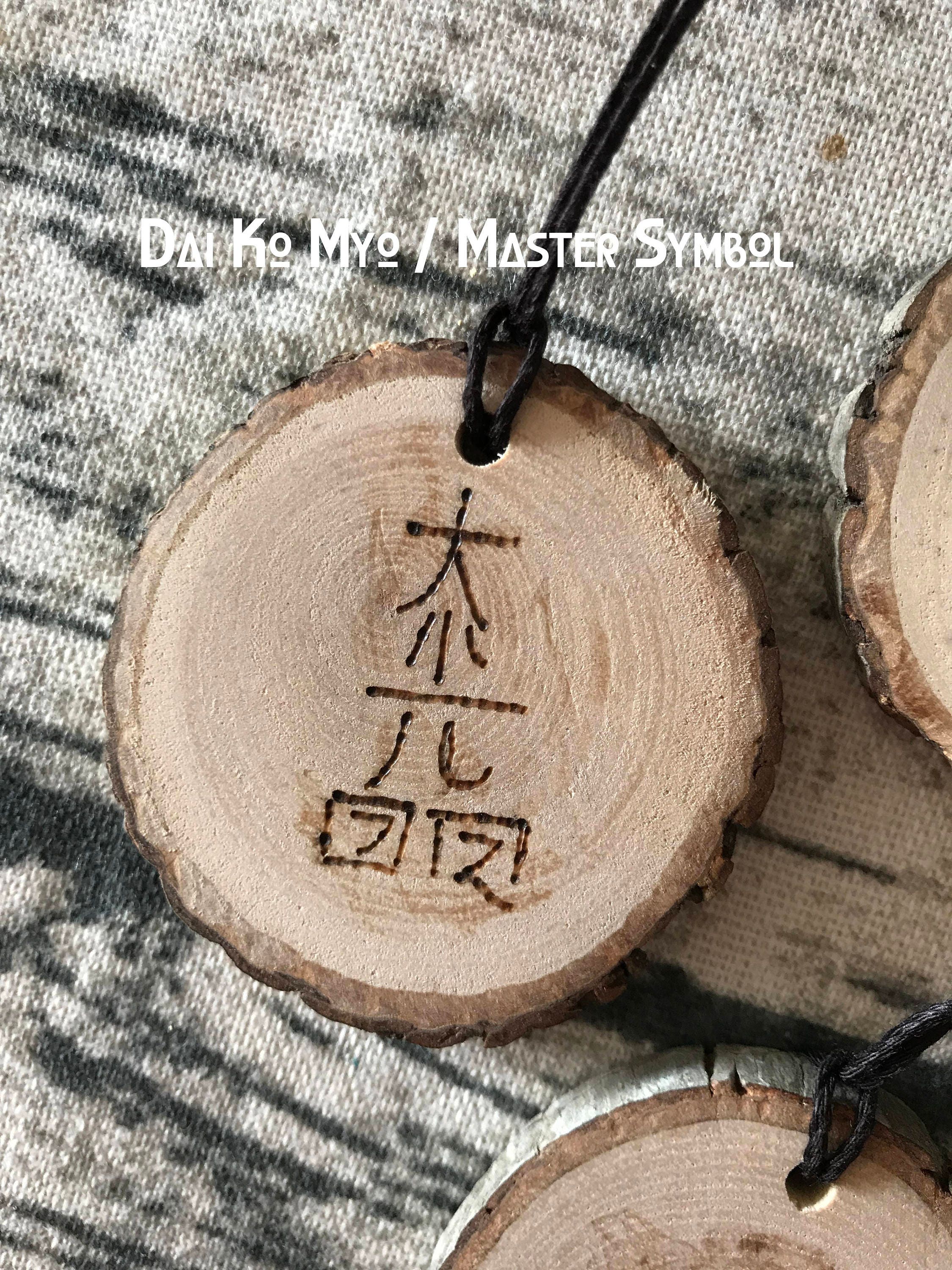 Natural Wood Slice REIKI Healing Symbol Pendant Necklace - Etsy