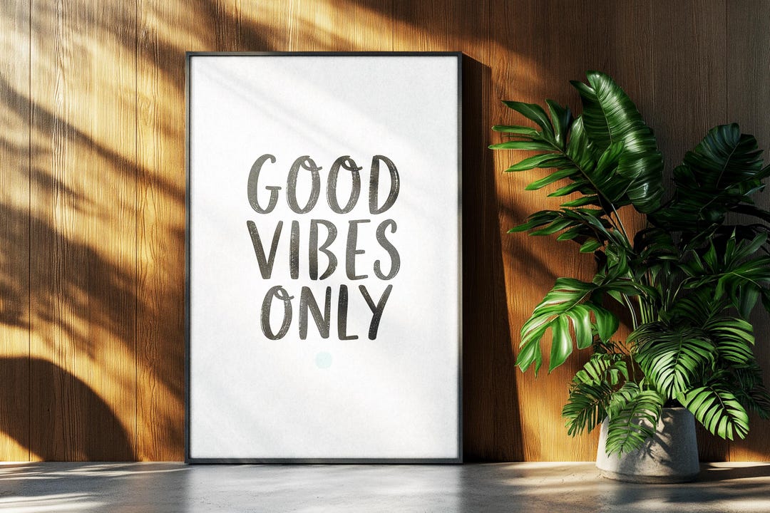 GOOD VIBES ONLY Print – Hand-drawn Script Typography, Charcoal Text ...