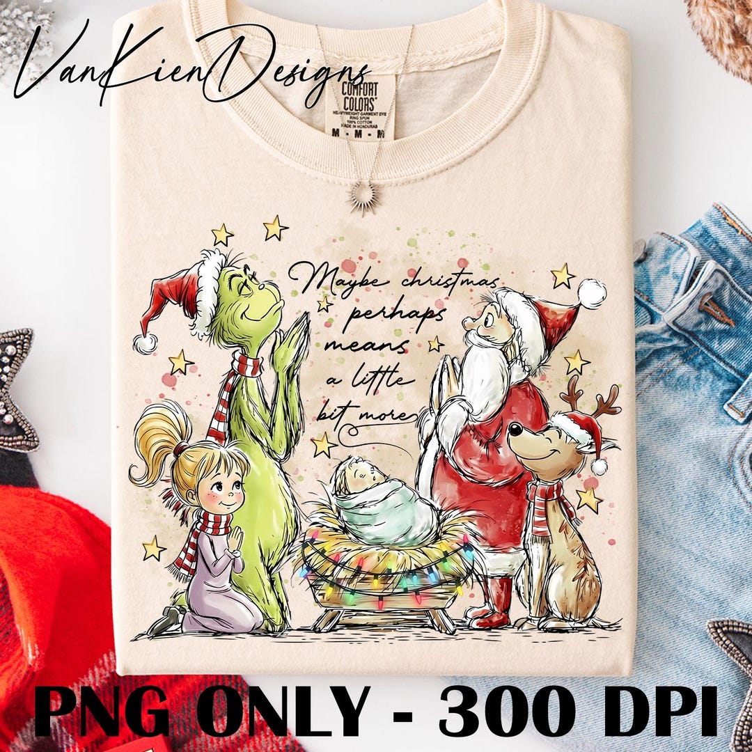 Christian Grinch Nativity PNG, Cute Santa and Grinch Characters Png ...