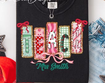 Preppy Teach Sped Para Counselor Christmas Png, Custom Teacher Bundle ...