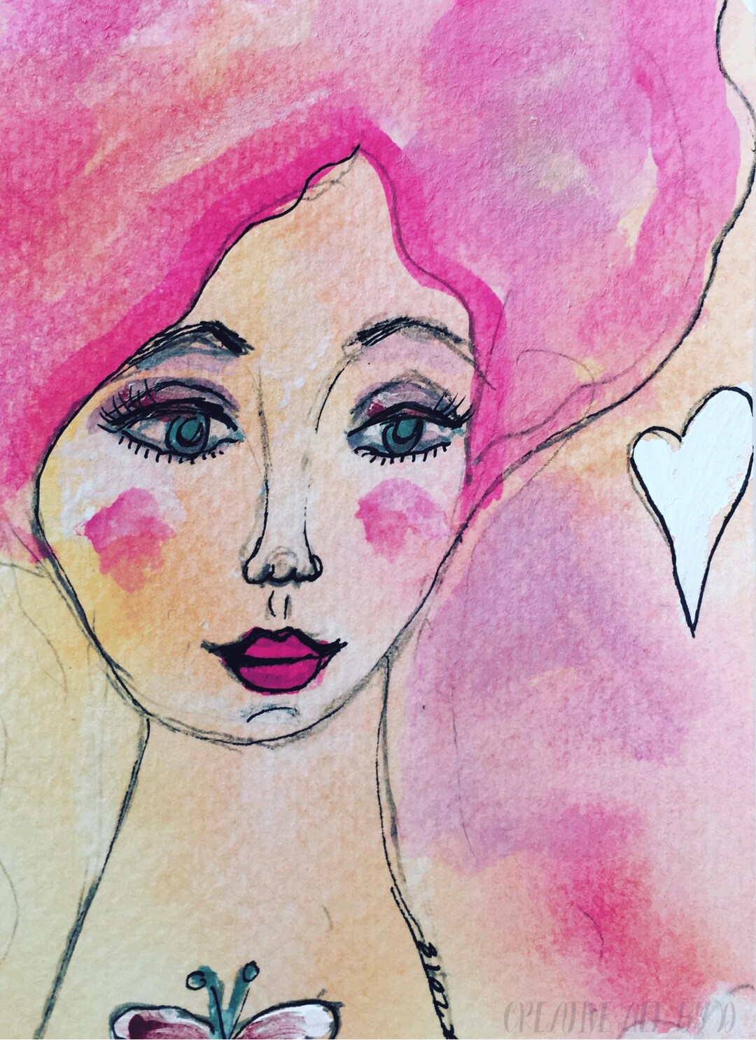 The Pink Rose. Original Digital Painting | Square Printable Wall Art ...