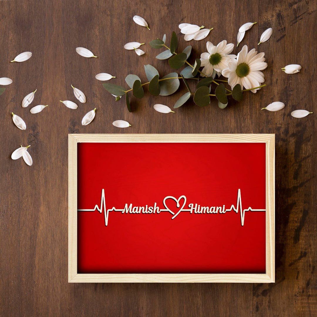 Personalized Heartbeat Name Frame, Custom ECG Love Wall Art - Etsy