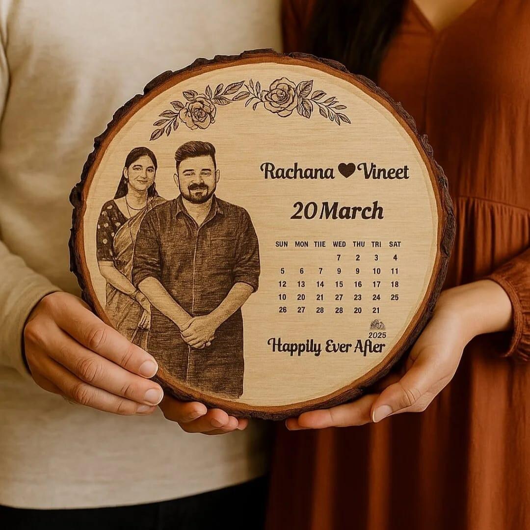 Personalized Engraved Wood Couple Photo Calendar, Romantic Keepsake - Etsy