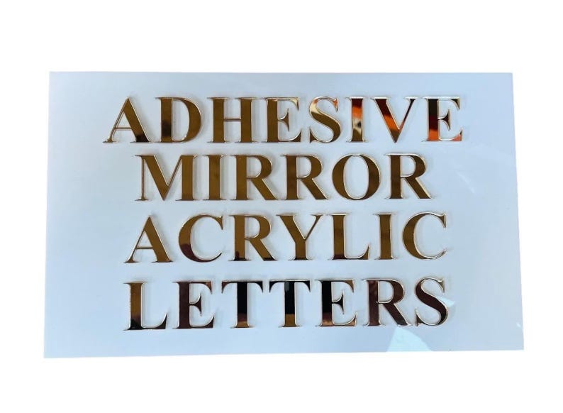 Gold Mirror Acrylic Letters | Self-adhesive Wall Decor - Etsy