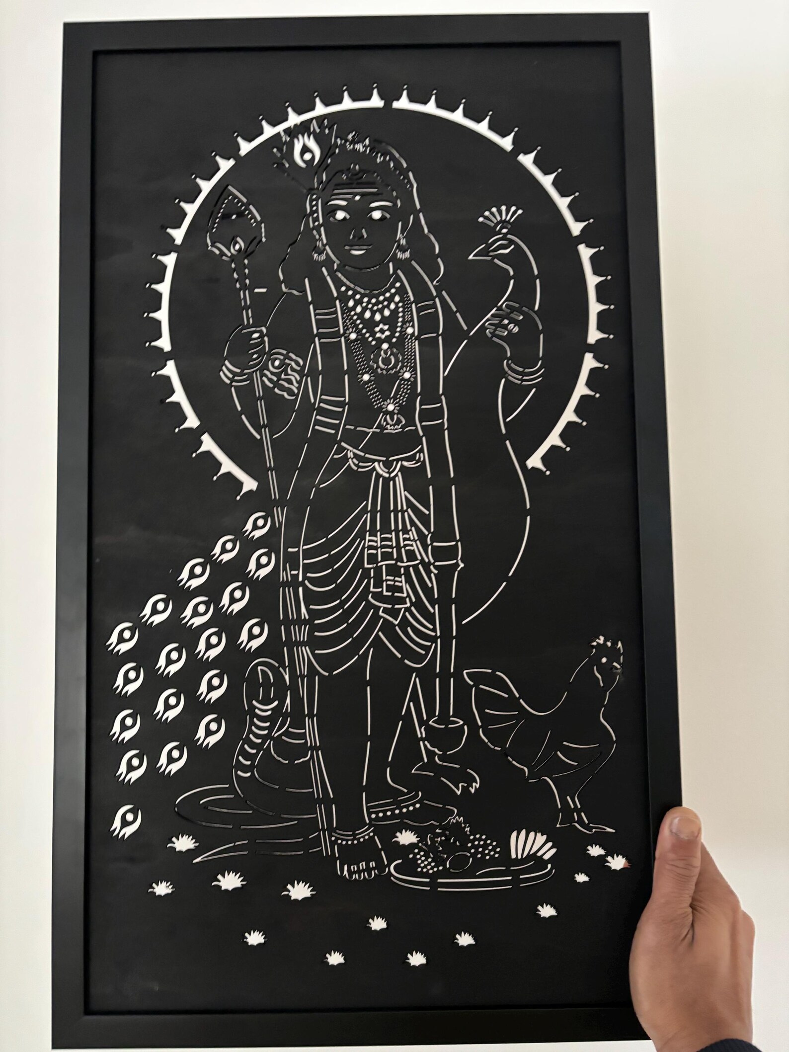 Lord Murugan LED Wall Art: Laser Cut Wooden Hindu God Decor - Etsy