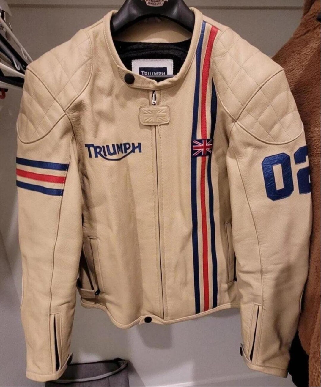 Triumph Men’s Leather Motorcycle Jacket | Genuine Cowhide Biker Racing ...