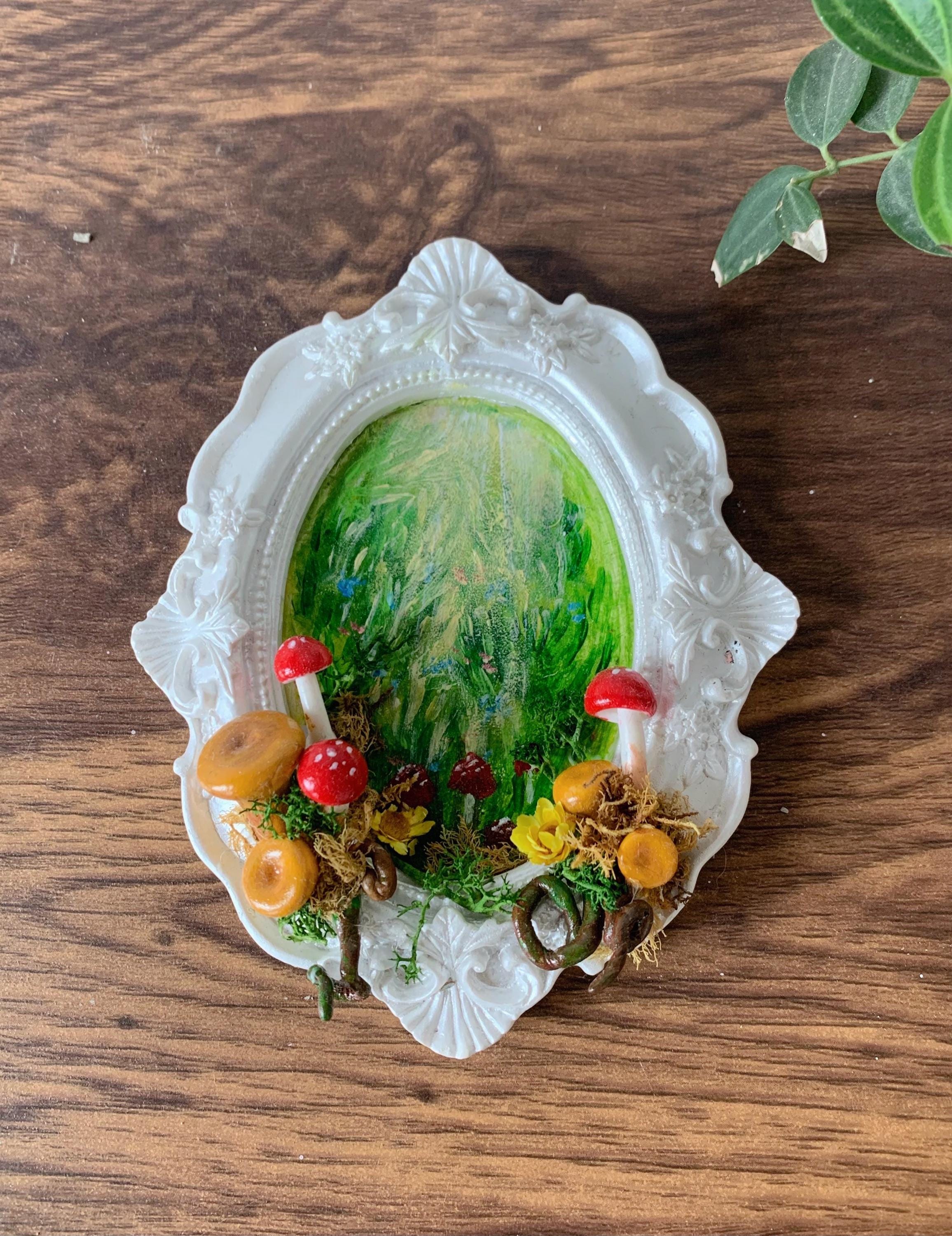 3D Mushroom Forest Painting, Terrarium Art Hand Painted Oil Painting ...